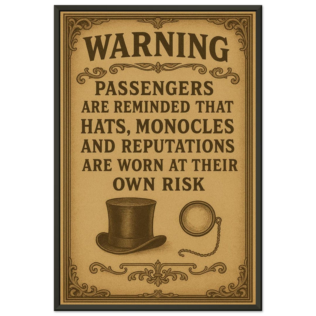 Warning Passengers - Steampunk Metal Framed Poster 30x45 Cm / 12x18″ - Etsy