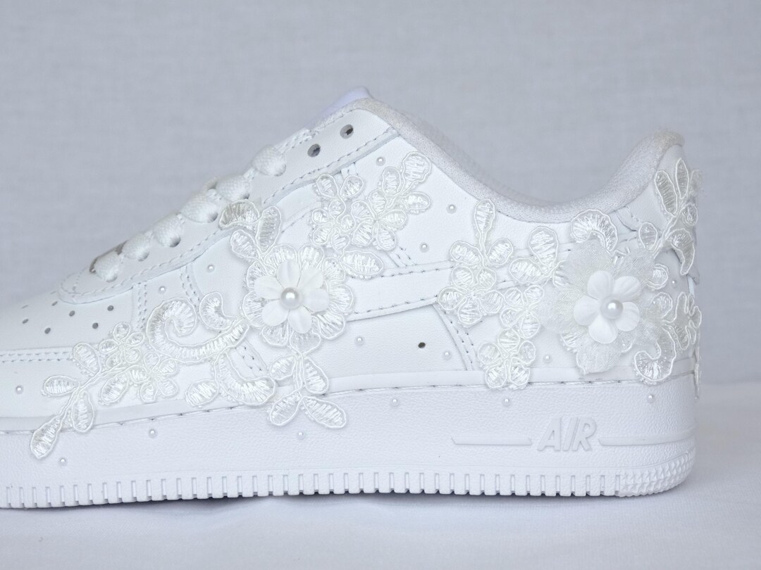 Embroidered Bridal Air Force 1 Sneakers - Luxury Wedding Sneakers ...