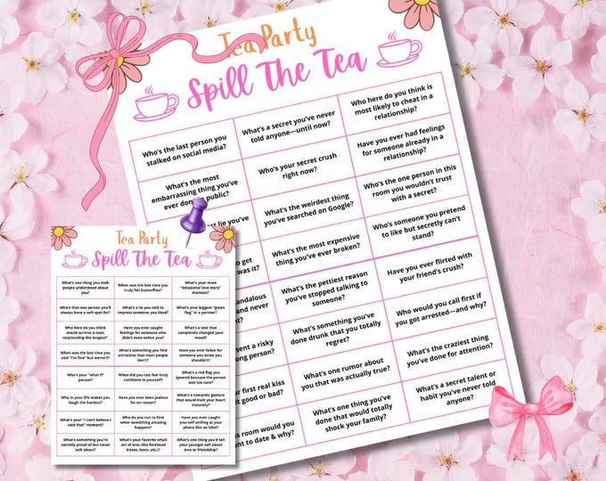 Spill the Tea Game Printable, Tea Party Game, Ladies' Tea Party ...