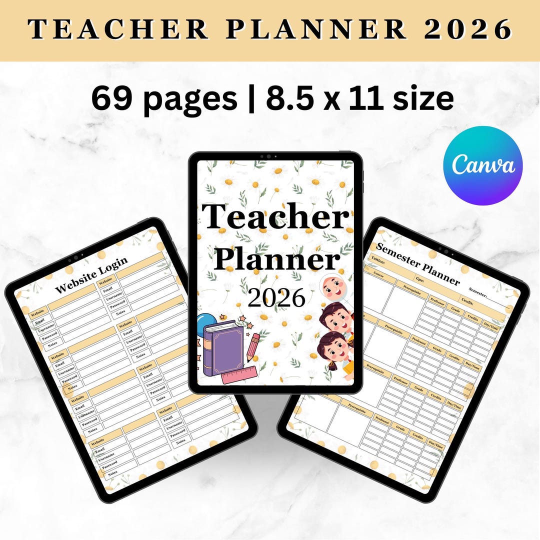 Teacher Planner 2026 | Editable Digital Teacher Planner | Lesson Plan ...