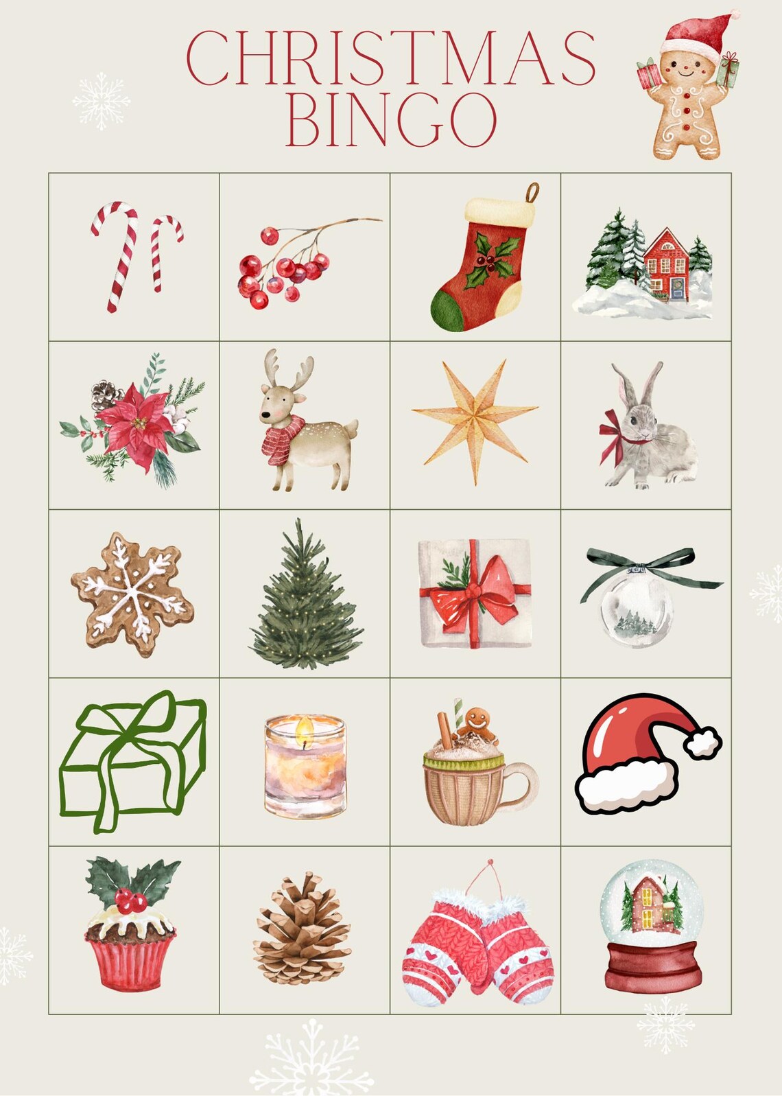 Holiday Bingo Game – 10 Christmas Party Printable, Kids & Adult Fun ...