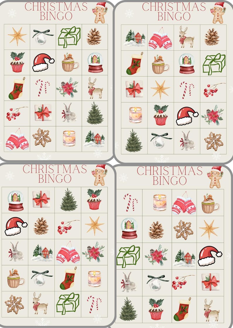 Holiday Bingo Game – 10 Christmas Party Printable, Kids & Adult Fun ...