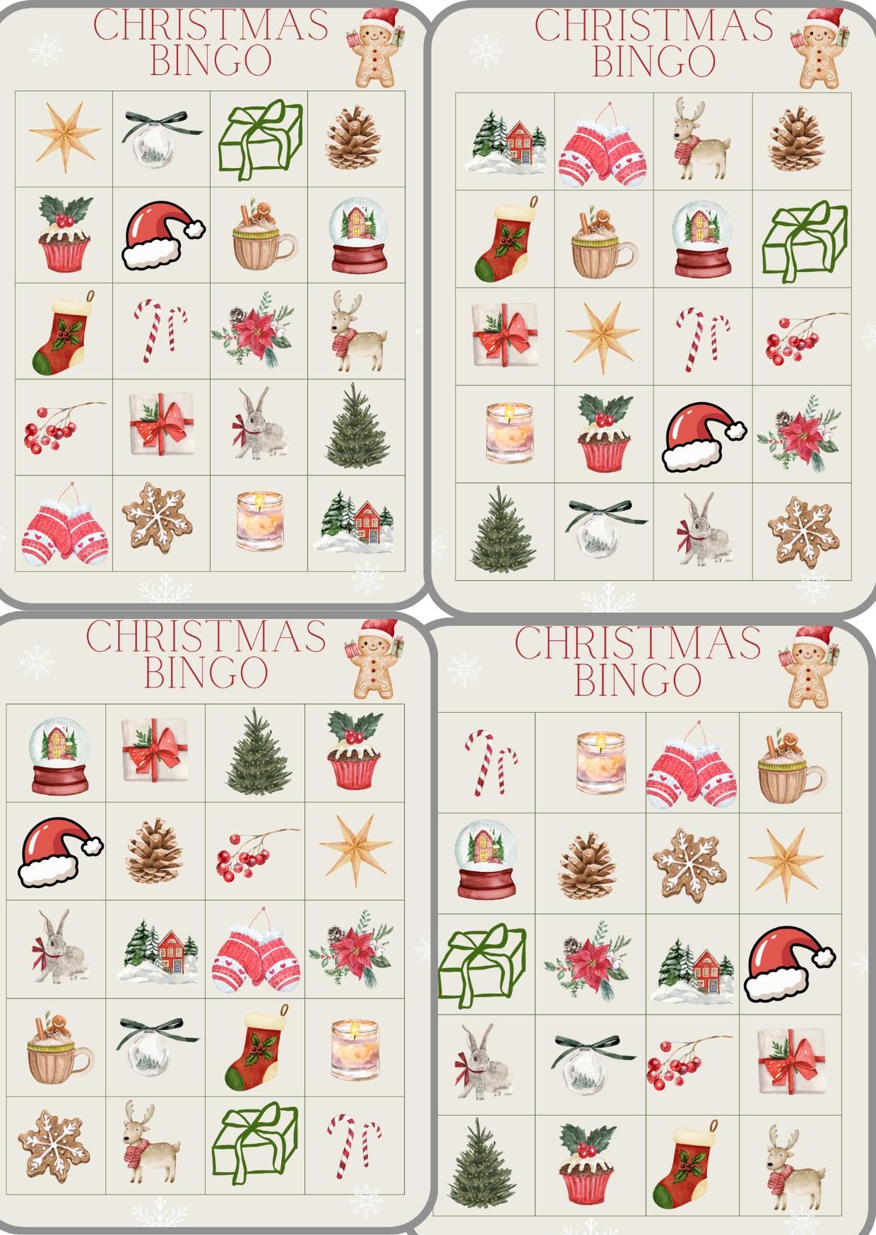 Holiday Bingo Game – 10 Christmas Party Printable, Kids & Adult Fun ...