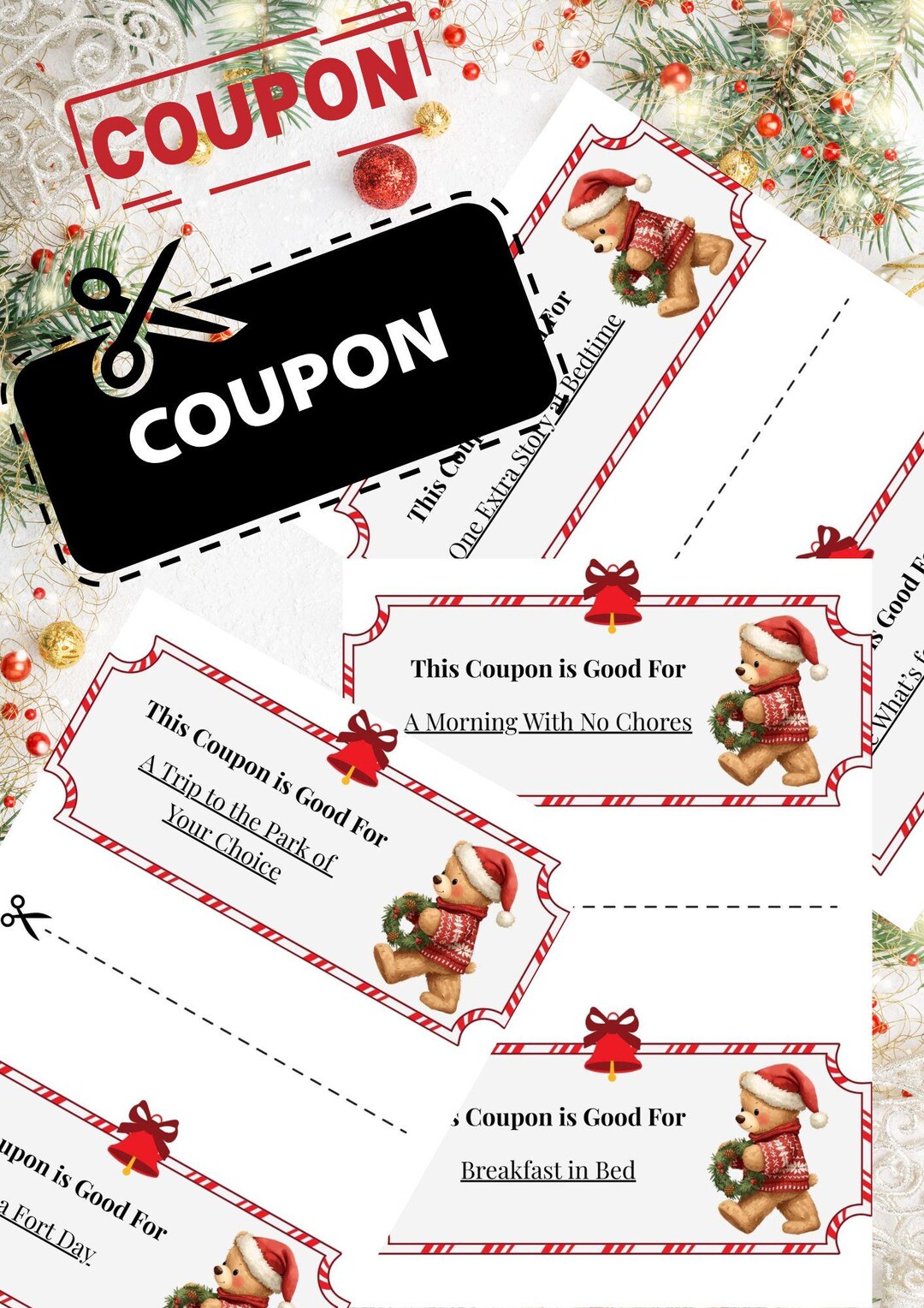 Christmas Coupon Book for Kids | Editable Printable Stocking Stuffer ...