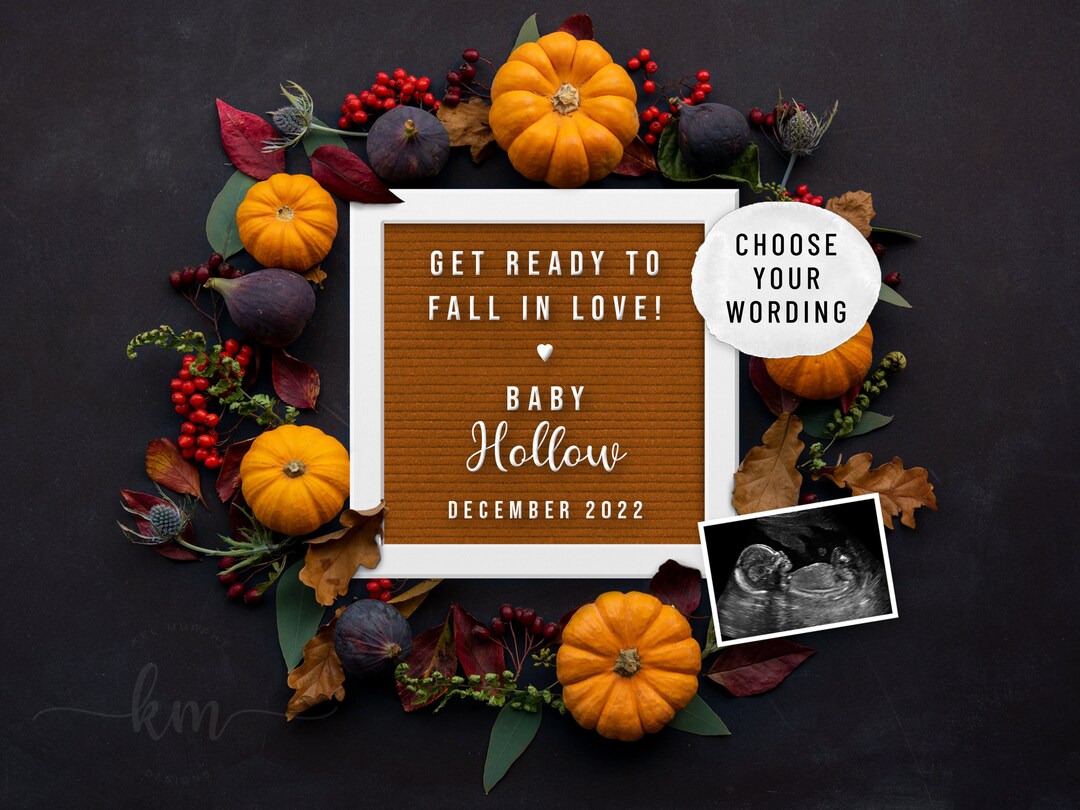 Fall Pumpkins Pregnancy Announcement Digital, Get Ready to Fall in Love ...