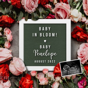 Flowers Pregnancy Announcement Digital Baby in Bloom | Etsy