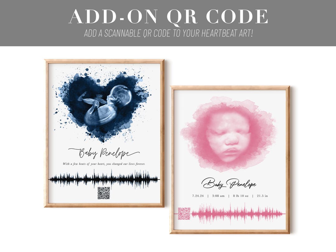 ADD-ON QR Code to Heartbeat Designs, Watercolor Ultrasound Art ...
