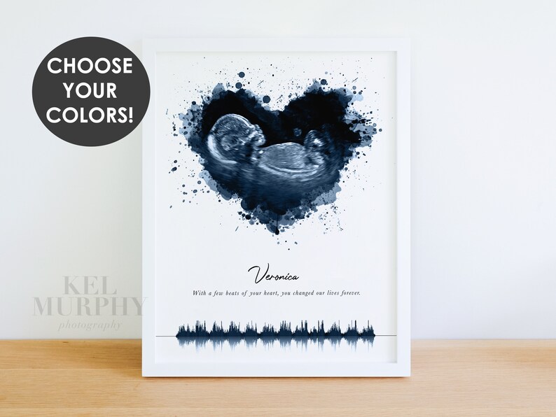 Ultrasound Baby Heartbeat Soundwave Art Heart Watercolor - Etsy