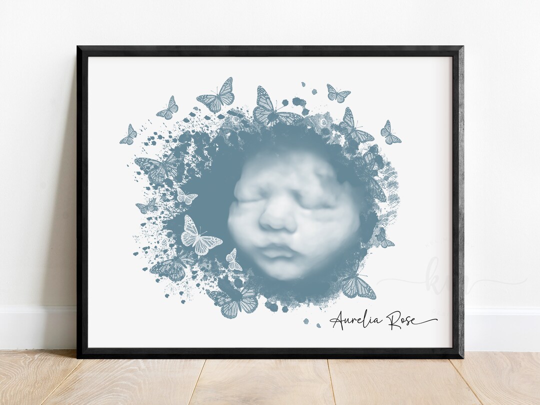3D Ultrasound Art, Infant Loss Keepsake, Watercolor Butterfly, Baby ...