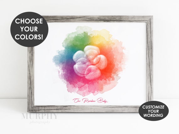 Rainbow Baby Custom IVF Embryo Art Watercolor Print | Etsy