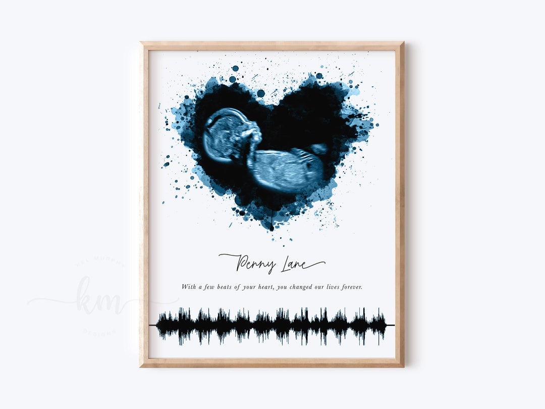 Ultrasound Baby Heartbeat Soundwave Art, Custom Baby Keepsake, Heart ...