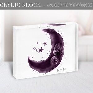 Moon and Stars Ultrasound Art, Baby Sonogram Watercolor Print, Custom ...