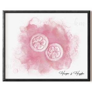 Hand Painted TWINS Embryo Art, Baby Shower Gift, Watercolor Baby ...
