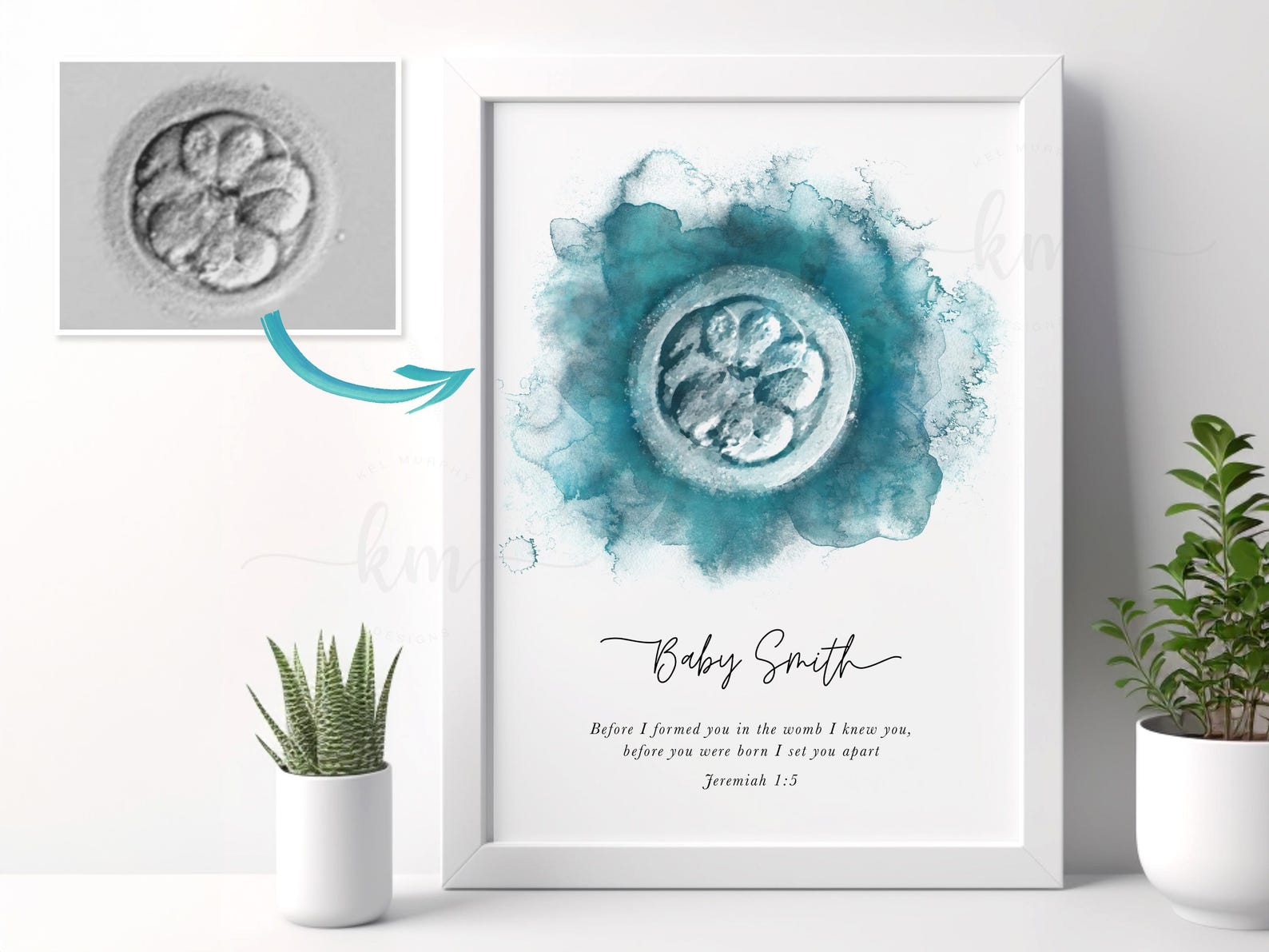 Hand Painted Watercolor Embryo Art, Baby Shower Gift, Baby Keepsake ...
