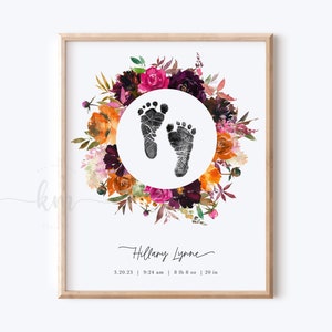 Baby Footprint Art, Newborn Footprints, Boho Nursery Wall Art ...
