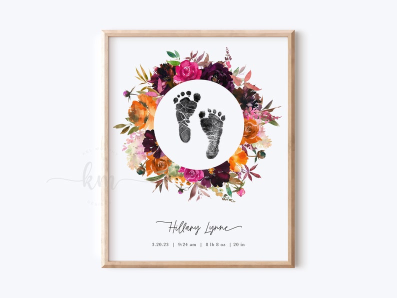 Baby Footprint Art, Newborn Footprints, Boho Nursery Wall Art ...
