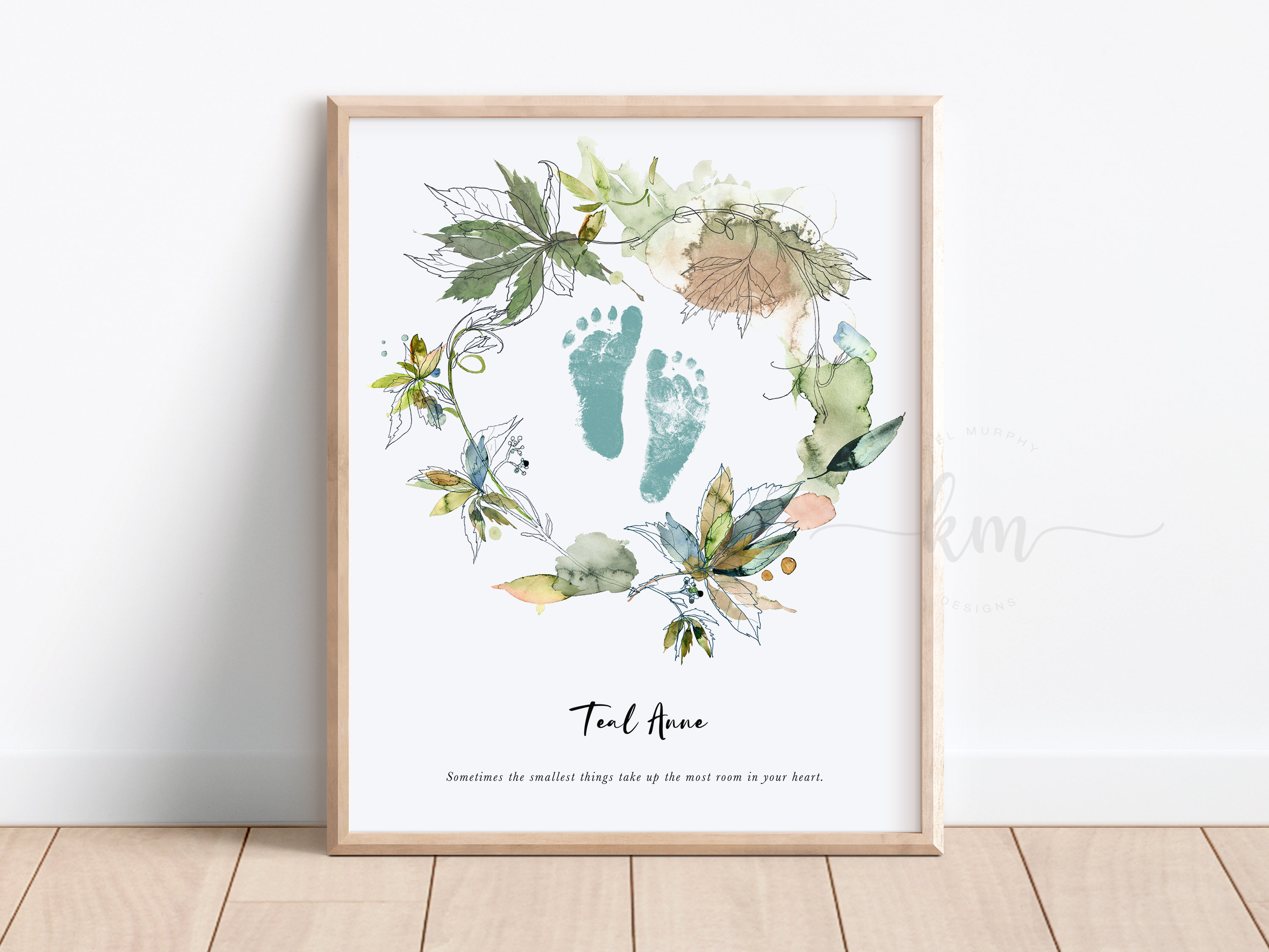 Newborn Footprint Art, Baby Footprints, Boho Nursery Wall Art, Baby ...