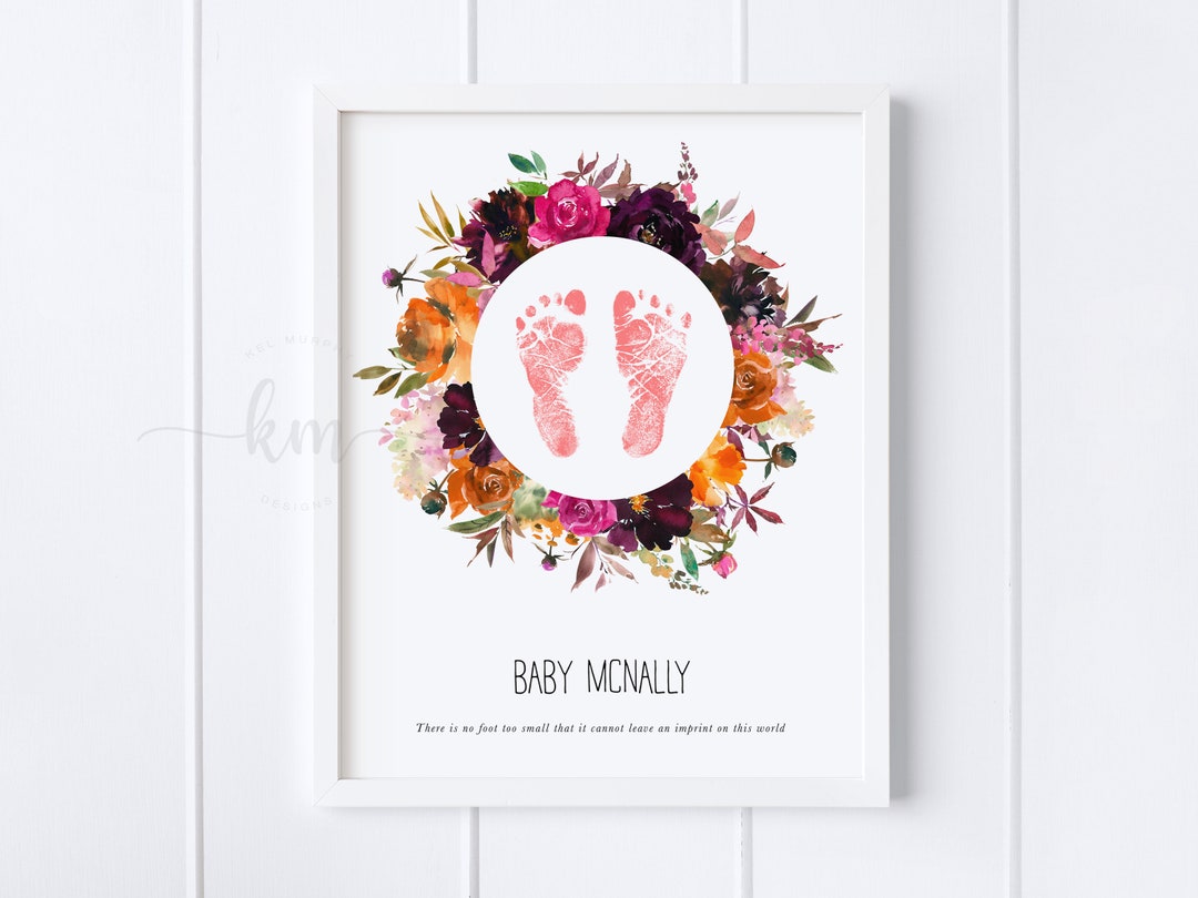 Baby Footprint Art, Newborn Footprints, Boho Nursery Wall Art ...