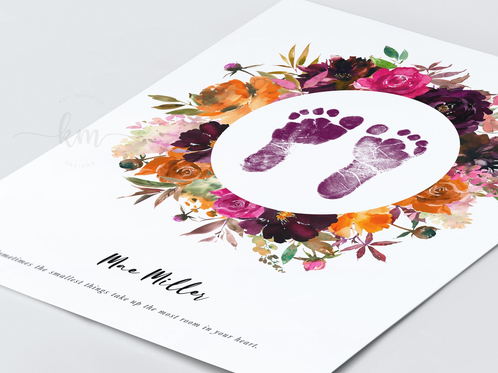 Baby Footprint Art, Newborn Footprints, Boho Nursery Wall Art ...