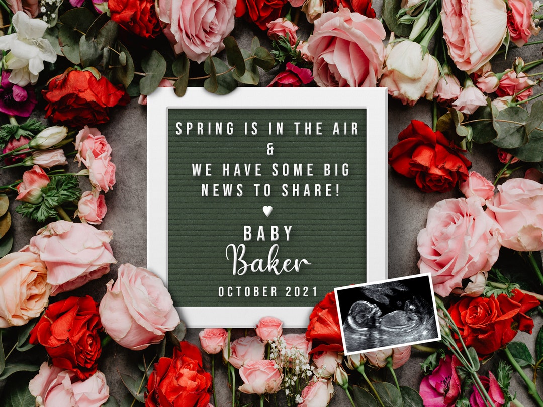 Spring Pregnancy Announcement Digital, Spring is in the Air & We Have ...