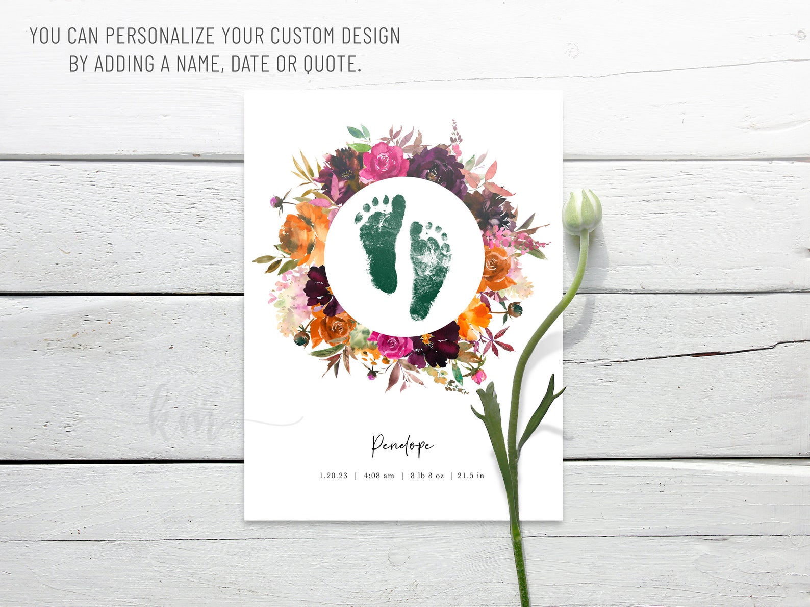 Baby Footprint Art, Newborn Footprints, Boho Nursery Wall Art ...