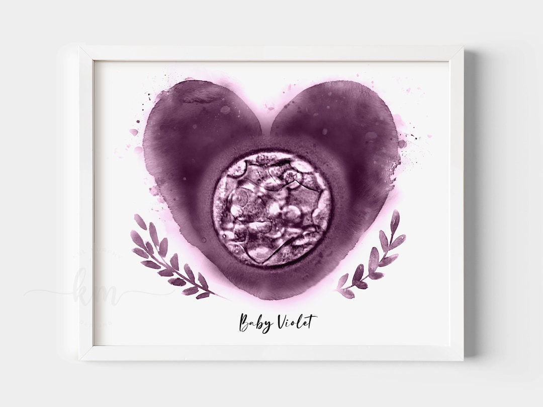 Watercolor Embryo Art, Baby Keepsake Art, IVF Heart Print, Baby Shower ...