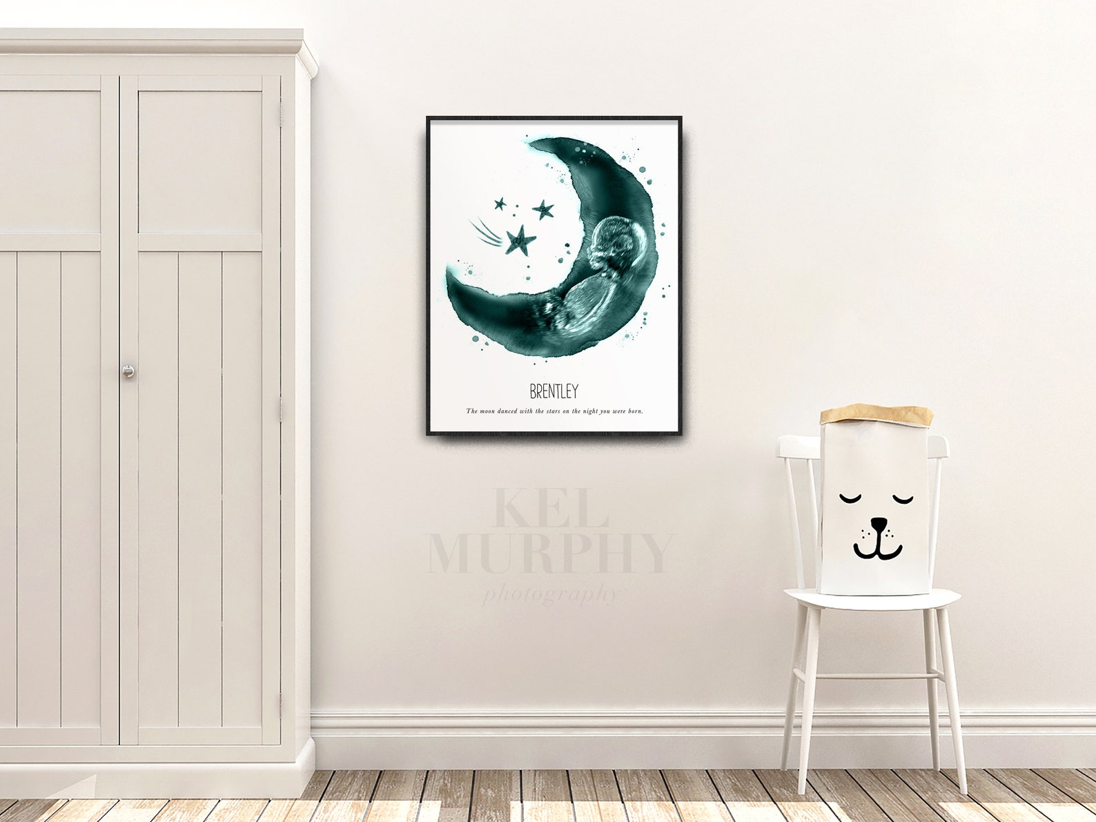 Moon Ultrasound Art Print Stars Watercolor Sonogram - Etsy