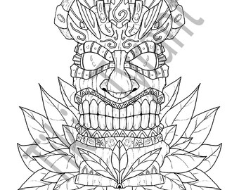 Tiki coloring | Etsy