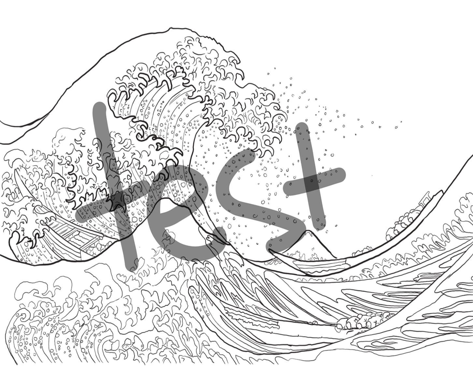 The Great Wave off Kanagawa Coloring Page original by - Etsy