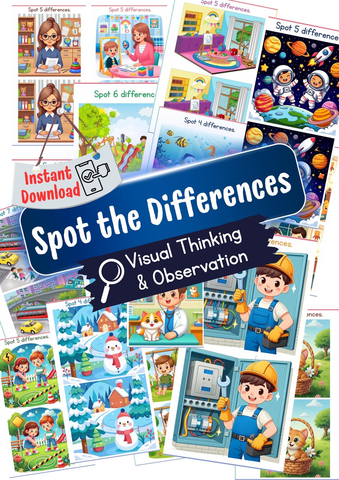 Spot the Differences Fun Book for Kids | Visual Thinking & Observation ...