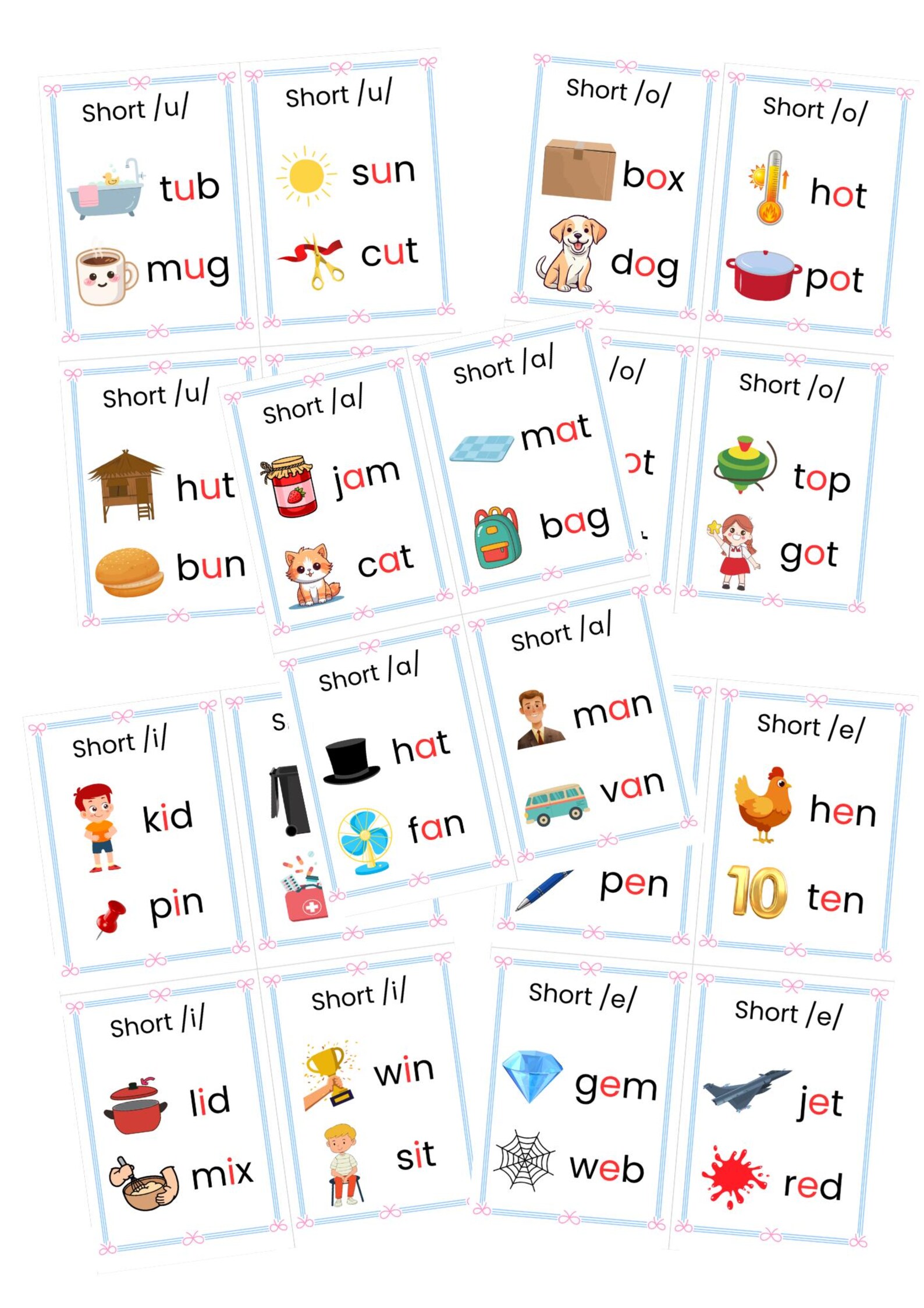 CVC Words Flash Cards Bundle | 60 Phonics Cards Digraphs, Initial ...