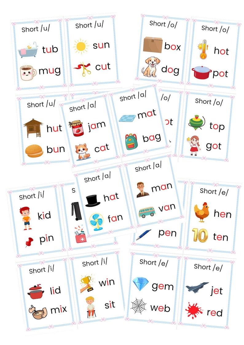 CVC Words Flash Cards Bundle | 60 Phonics Cards Digraphs, Initial ...