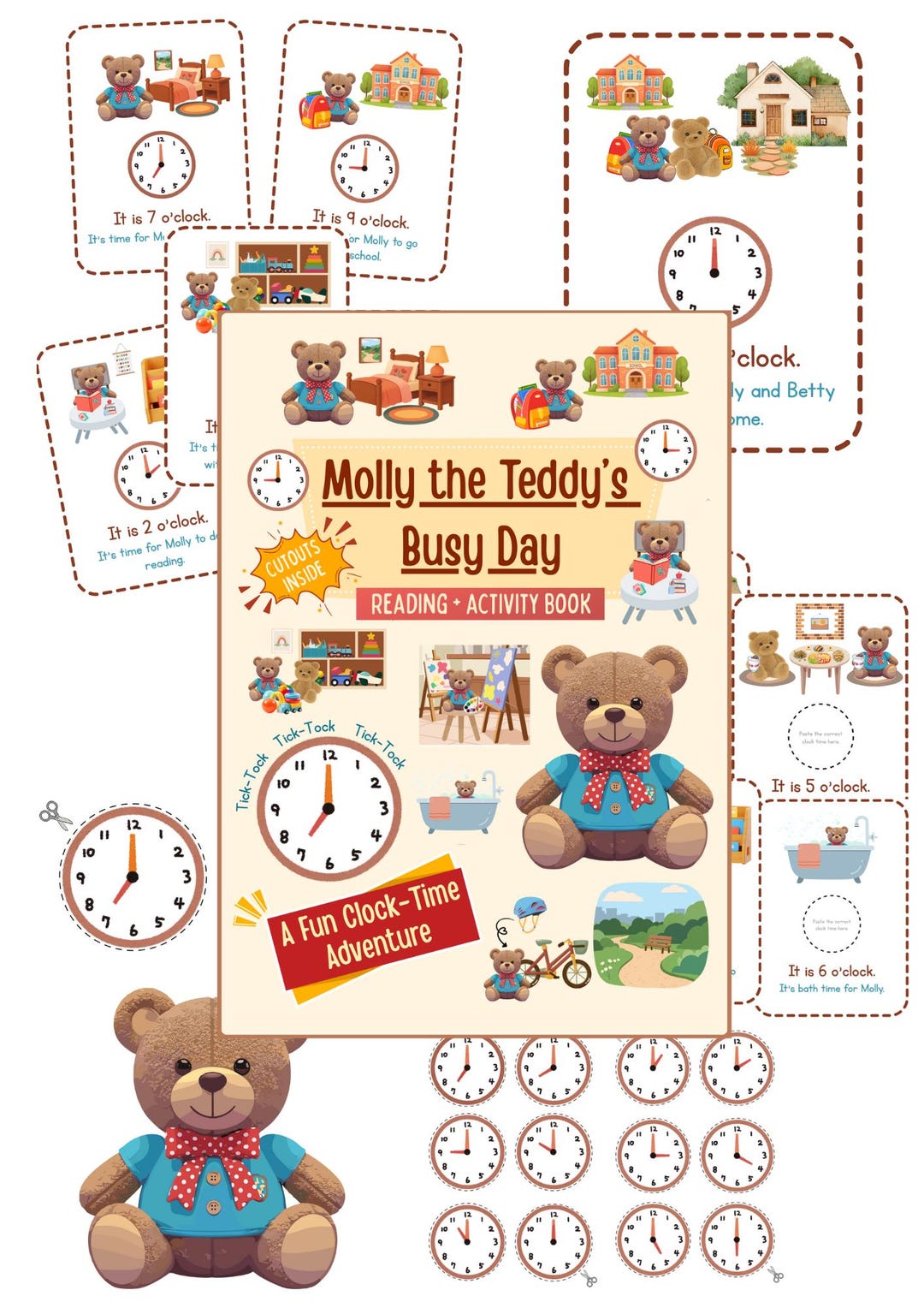 Molly the Teddy’s Busy Day: A Fun Clock-time Adventure | Daily Routine ...