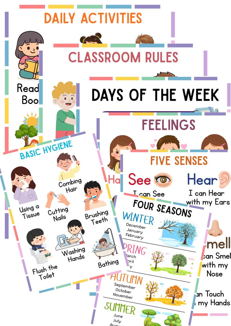 Kids Educational Wall Posters (set of 20) | Digital A4 Size Wallpaper ...