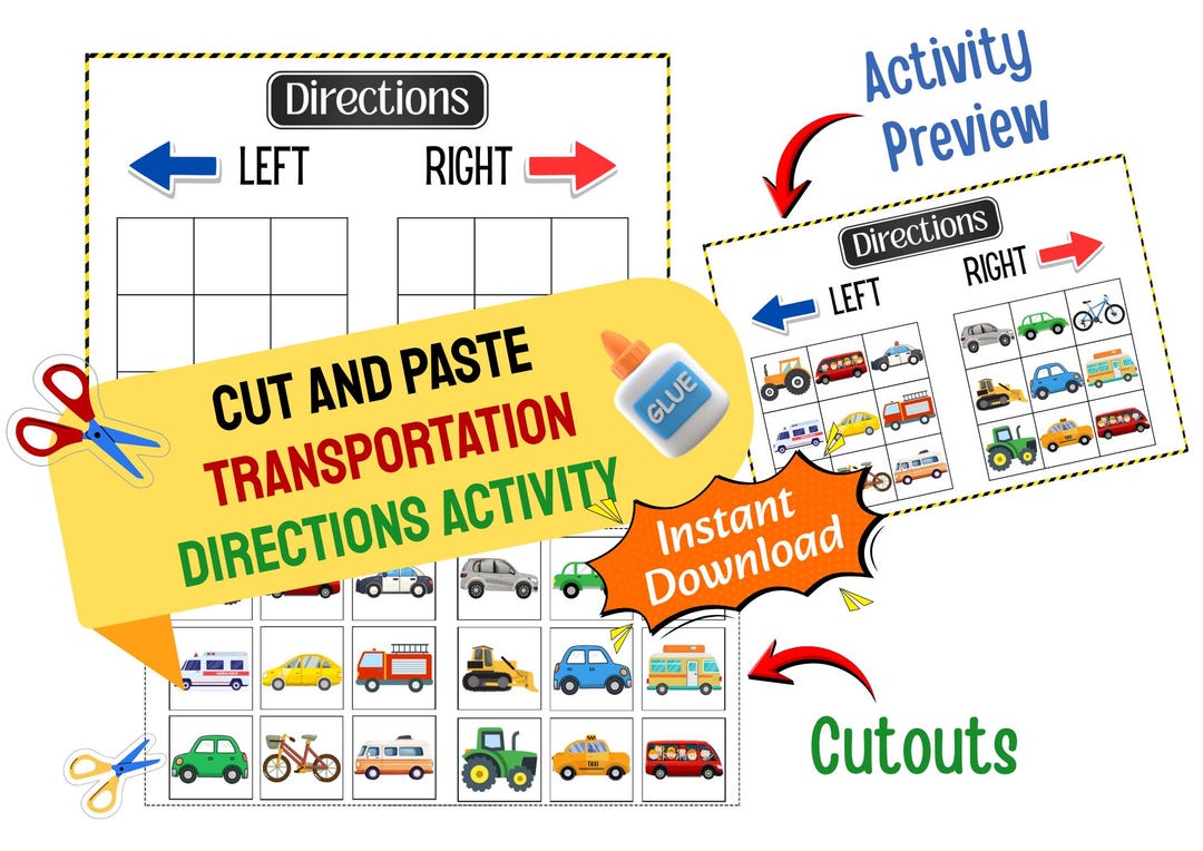 Left and Right Directions Activity for Kids | Cut and Paste ...