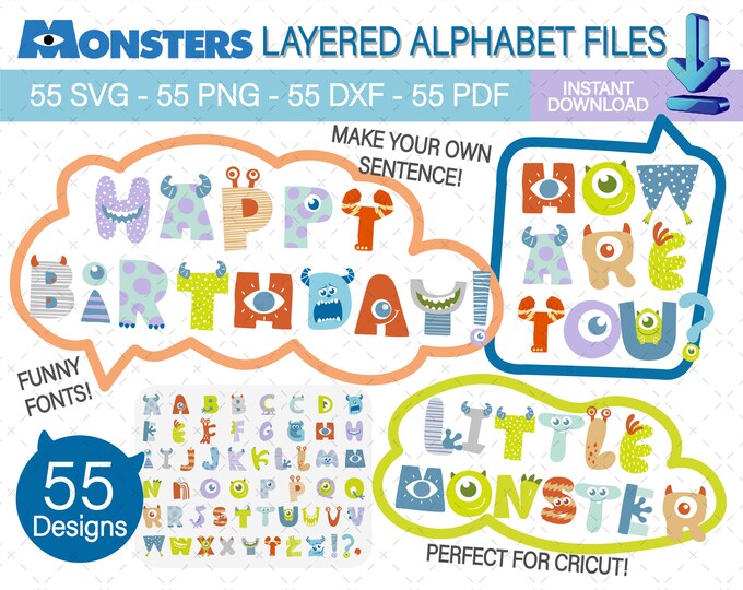 Monster Alphabet / Felt Alphabet / Felt Letters ABC / Letters Monsters ...