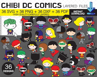 Chibi Cute Superhero Clipart Bundle Super Heroes PNG File - Etsy