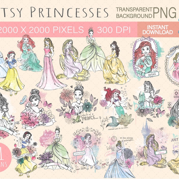 Princess Watercolor - Etsy