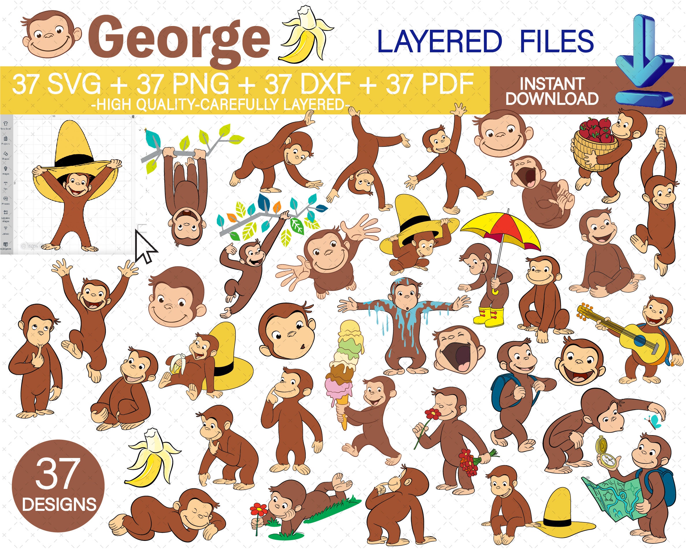 37 George Designs. With Layered SVG Transparent Background - Etsy UK