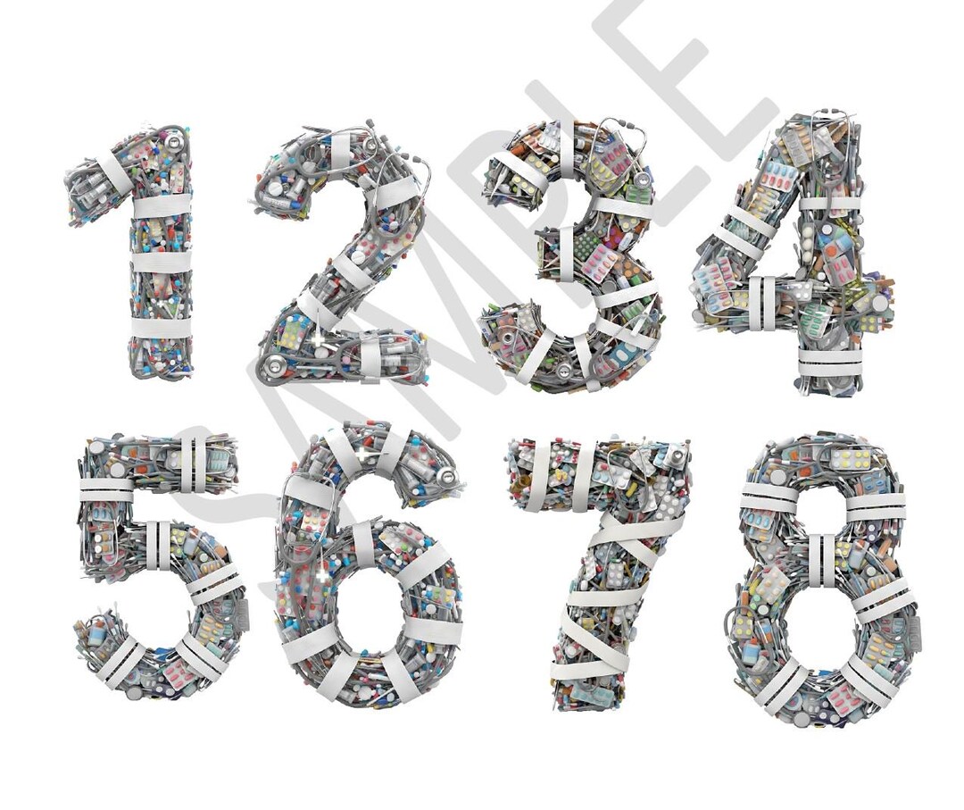Pill Number Clipart Set, Medicine Numbers PNG, Pharmacy Digits, Medical ...