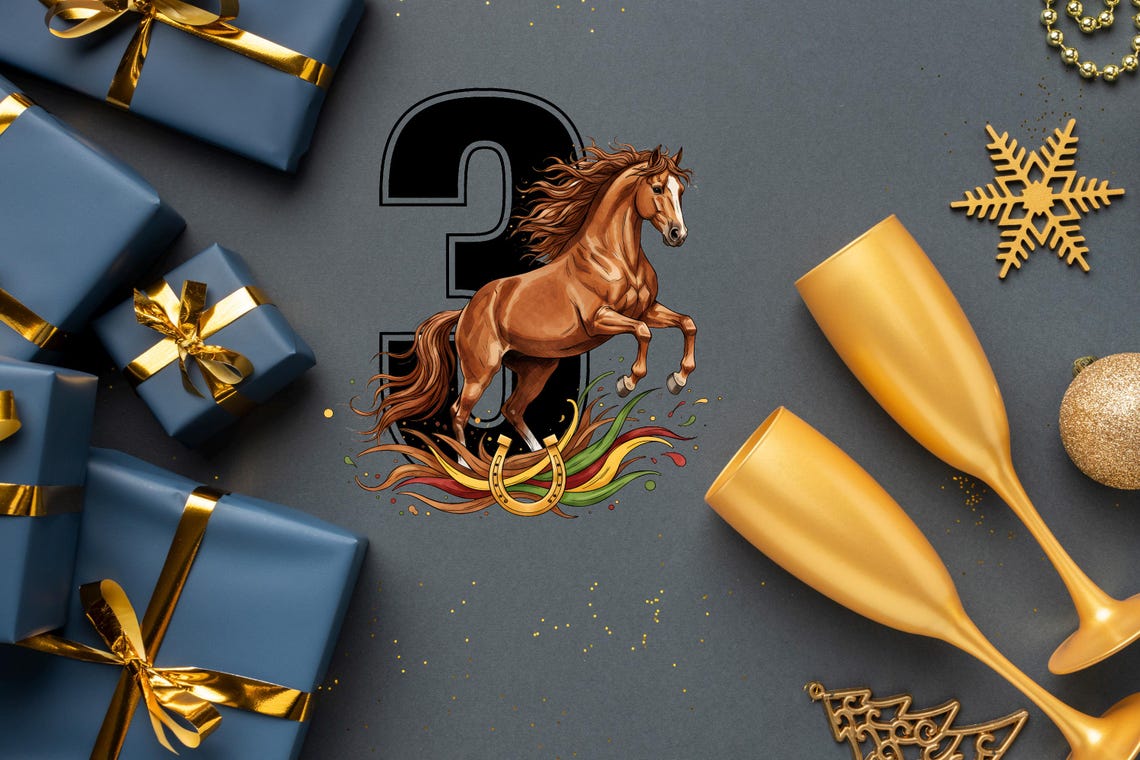 HORSE Digits 10 PNG Numbers, Christmas, New Year Sublimation Bundle ...
