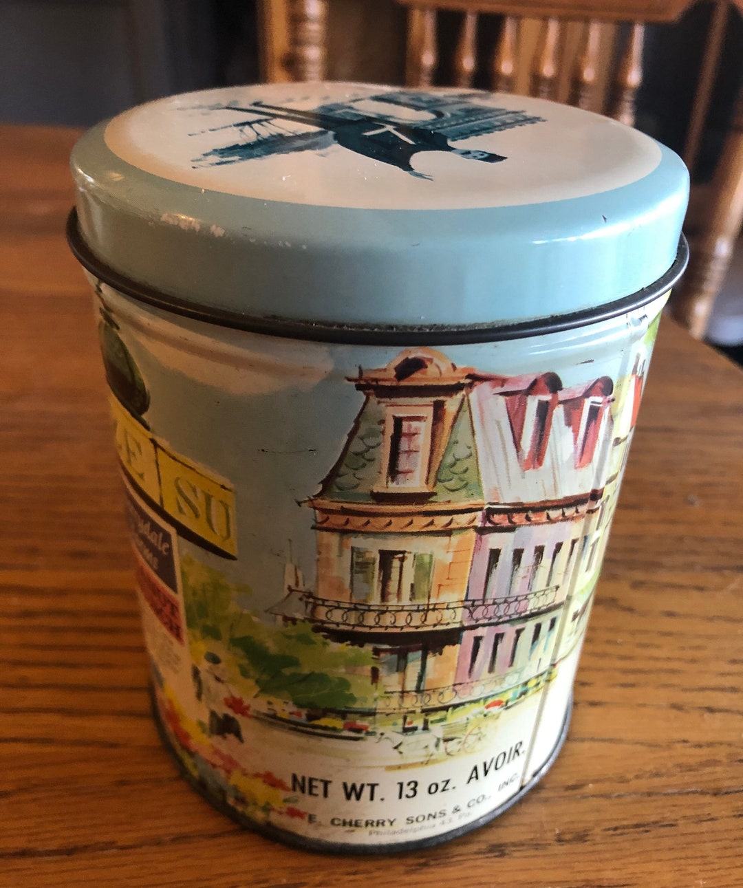 Vintage Round Tin With French Scenes in MCM Design - Etsy