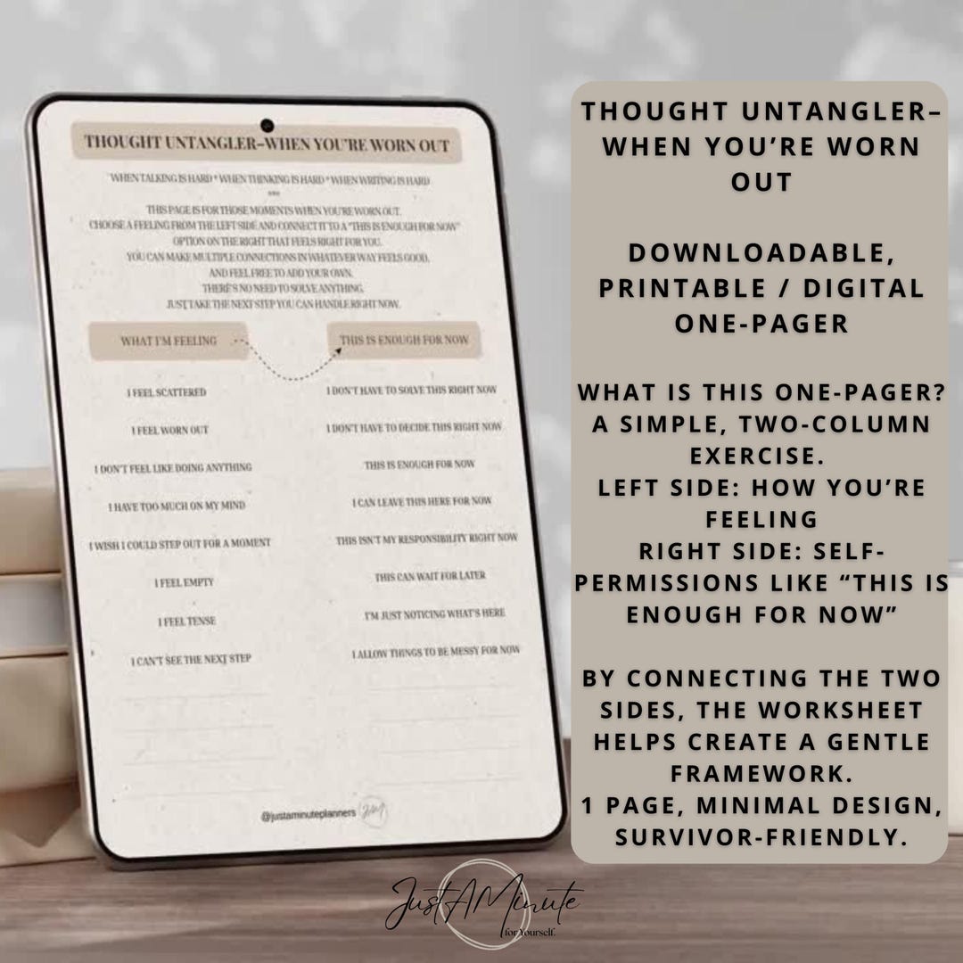 Thought Untangler – Gentle Self-care Page for Overwhelm - PDF - Etsy