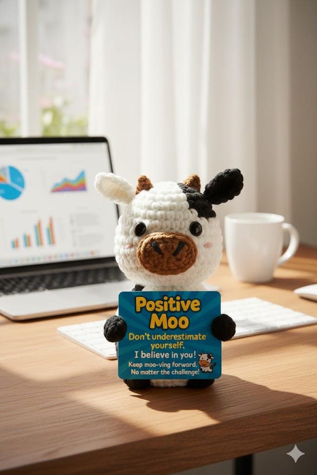 Crochet Cow Desk Buddy: Emotional Support Coworker Gift Crochet Cow ...