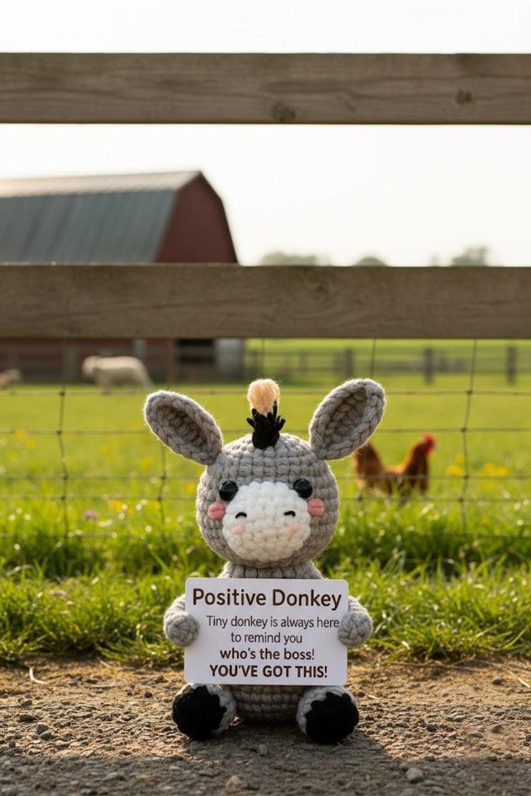 Crochet Donkey Positive With Desk Decorations, Emotional Support Donkey ...