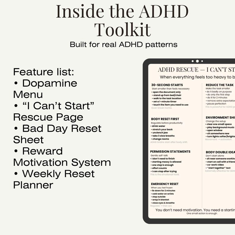 ADHD Planner Printable, Dopamine Reset Toolkit (PDF Download A4/A5/US ...