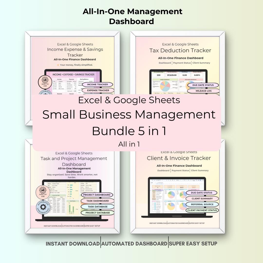 Small Business Finance Bundle | Excel & Google Sheets (digital Download ...