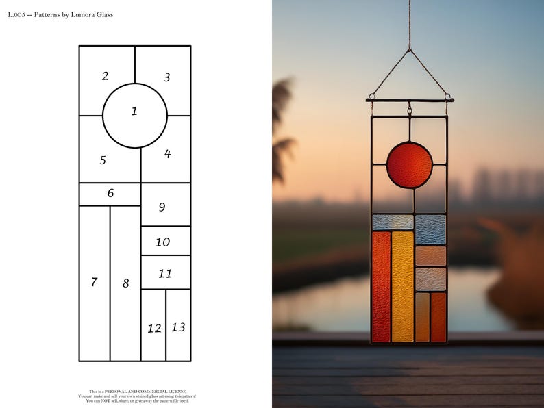 Stained Glass Template Geometric Abstract Sun , Scenic Landscape ...
