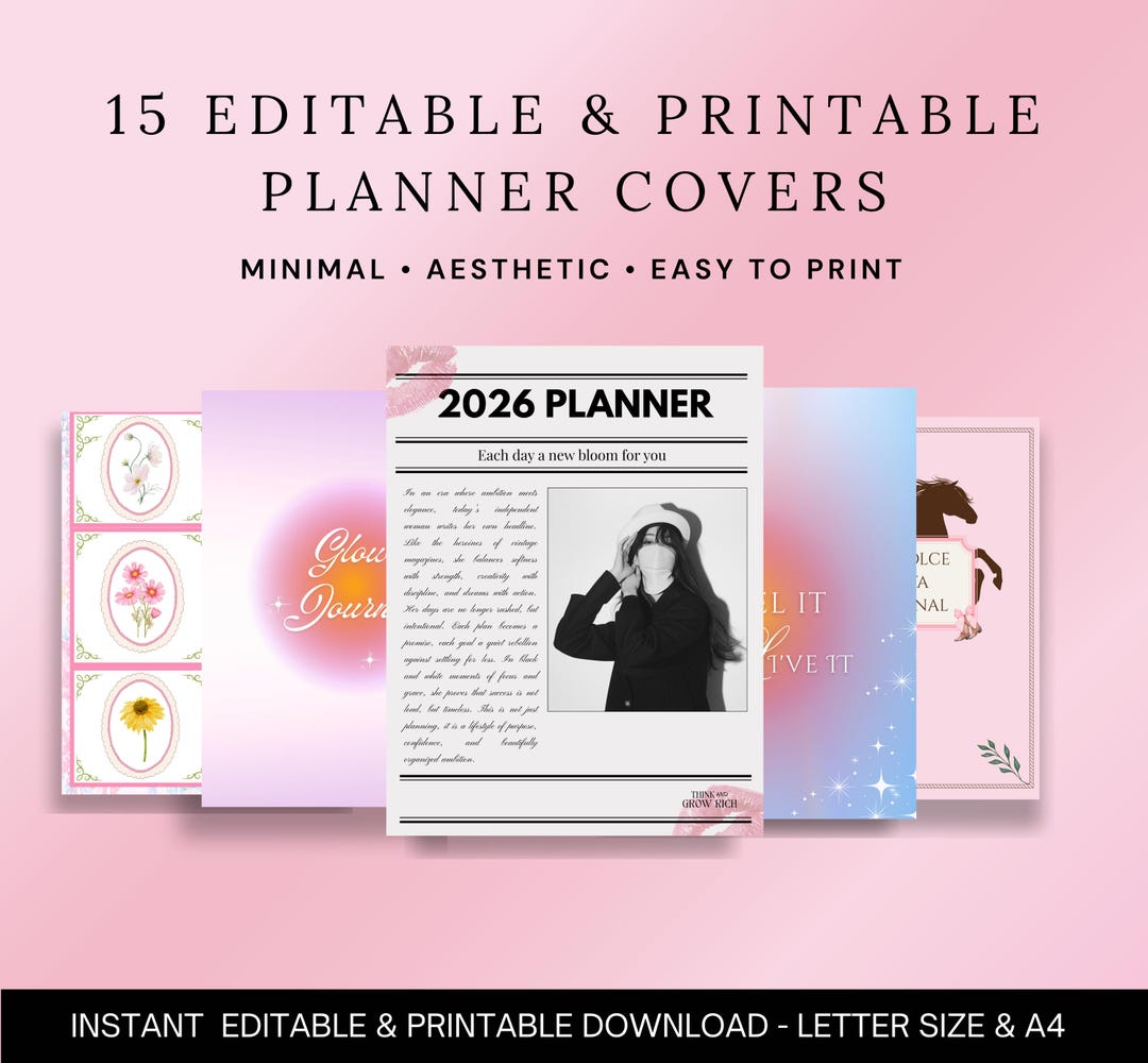 2026 Planner Covers: Editable Canva Templates for Digital & Printable ...