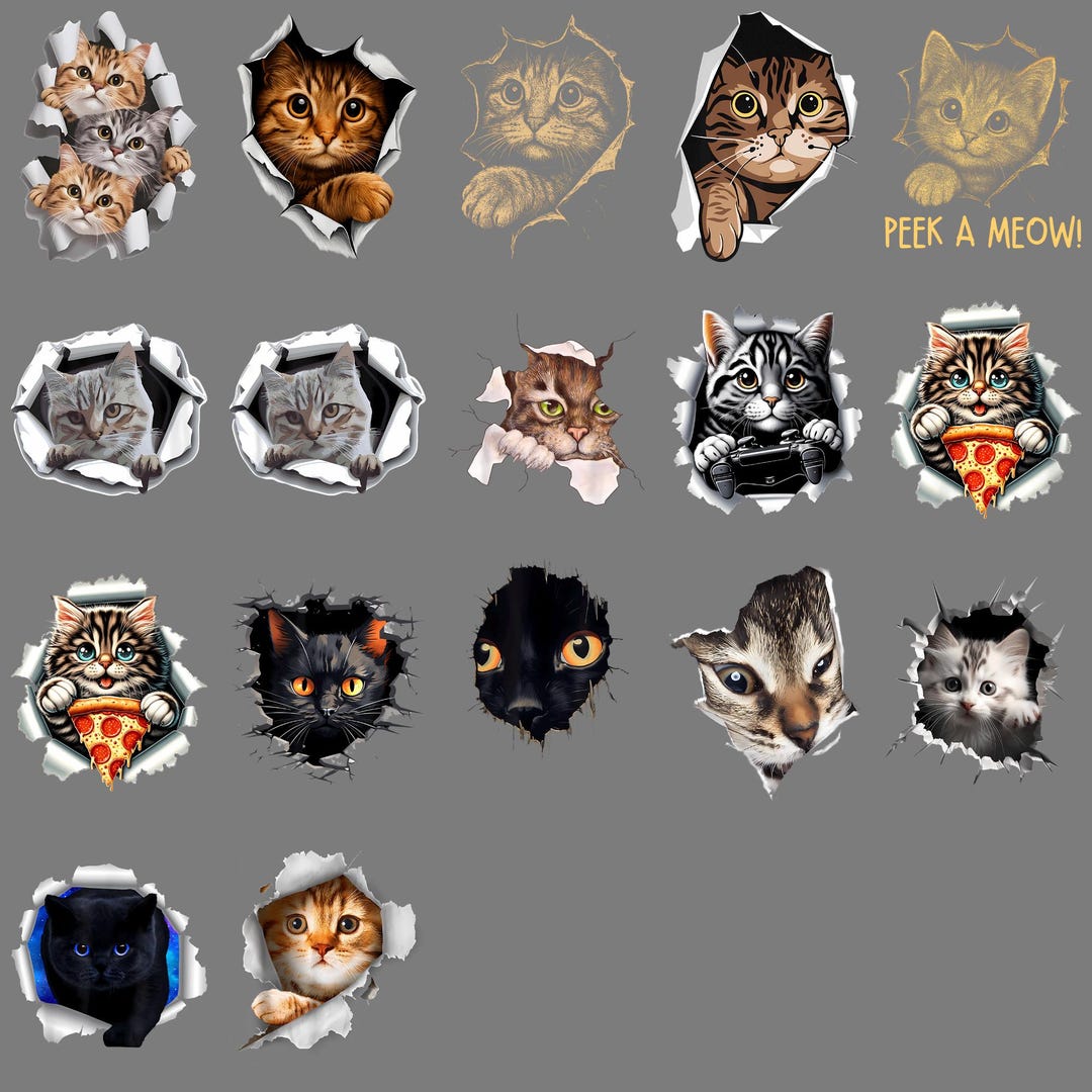 Cat Tearing Through PNG – Funny Kitten Humor Clipart, Animal Meme ...